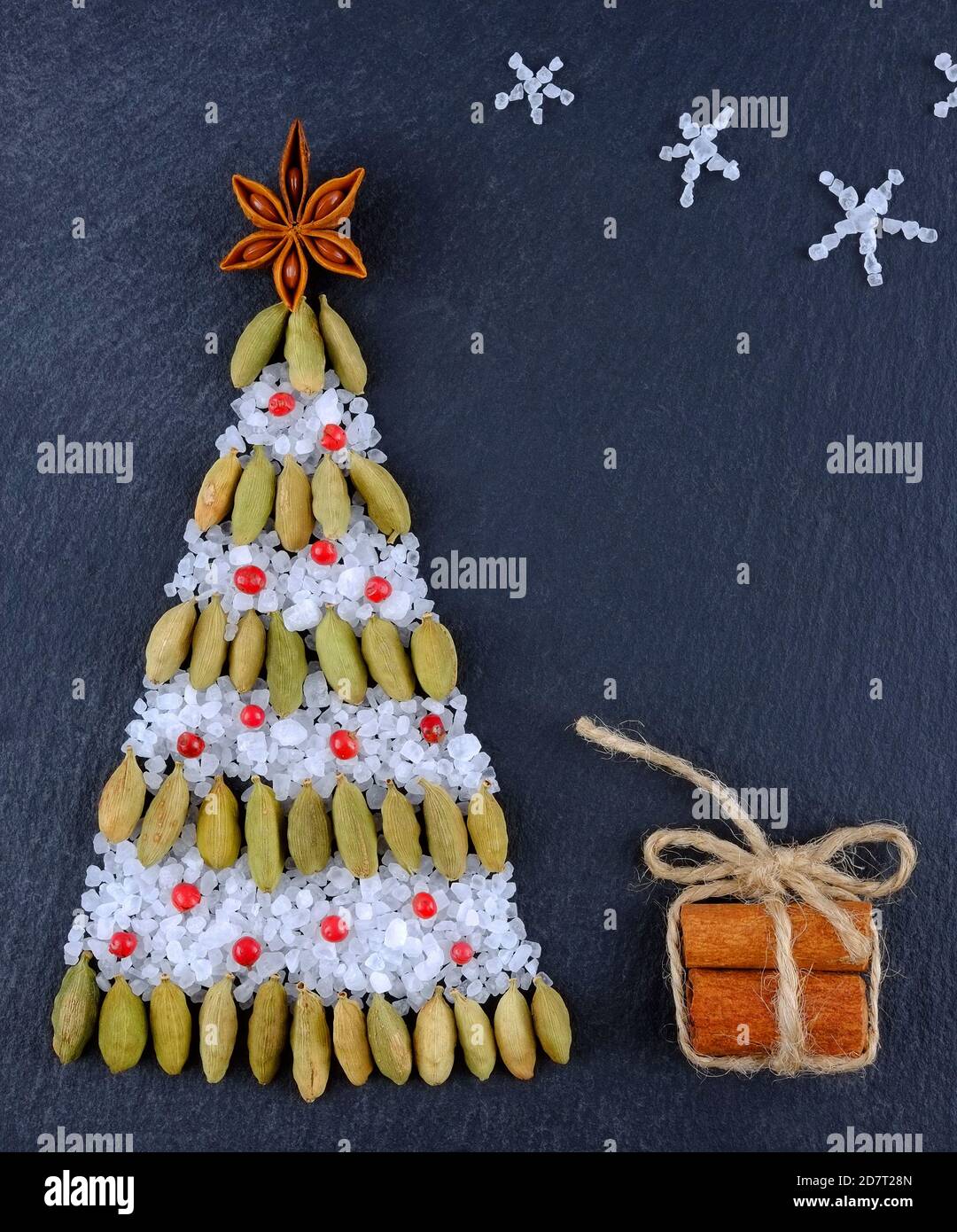 Christmas background. Various Spices Background. Christmas tree of ...