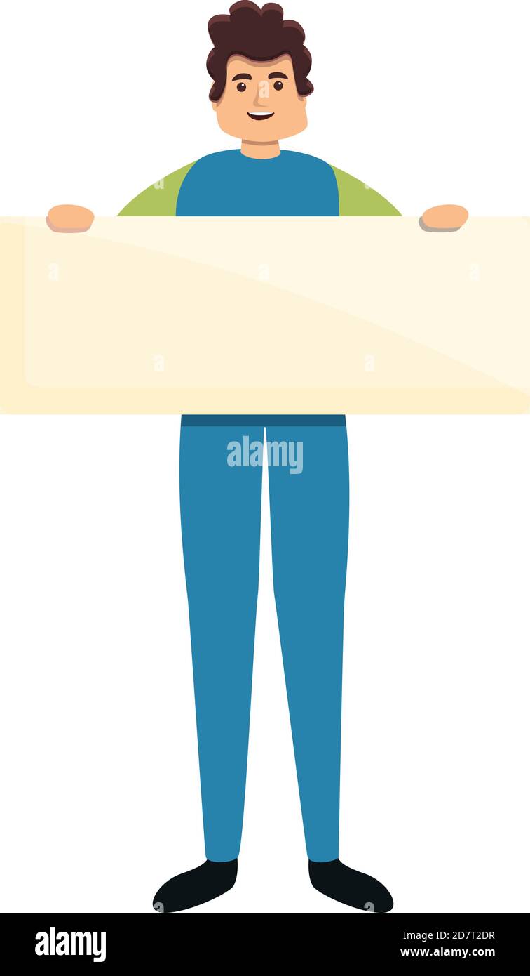 Man holding sign icon. Cartoon of man holding sign vector icon for web ...