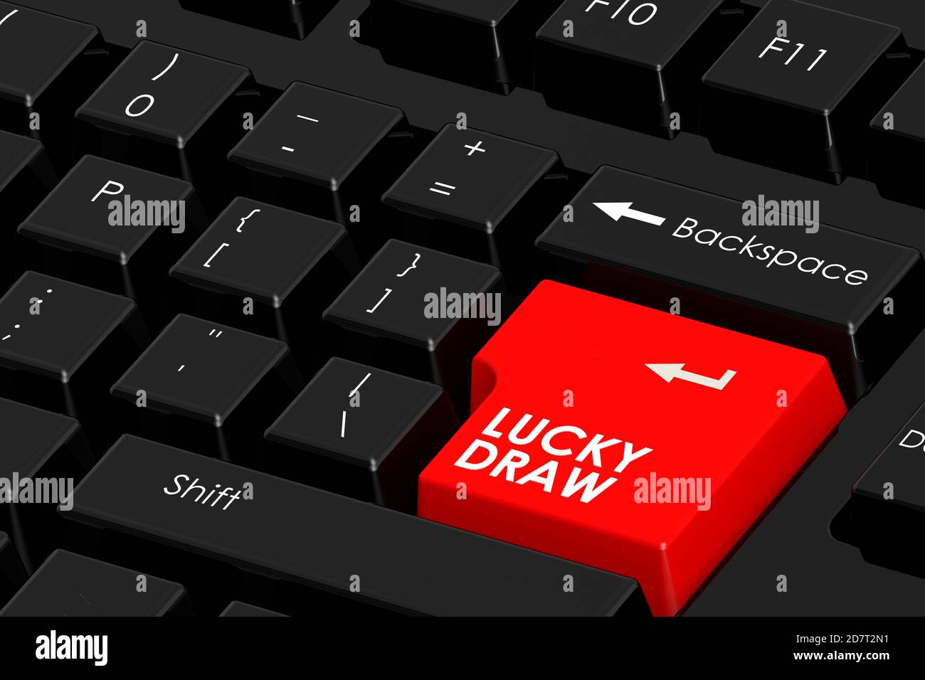 Lucky draw word on black computer keyboard, 3D rendering Stock Photo ...