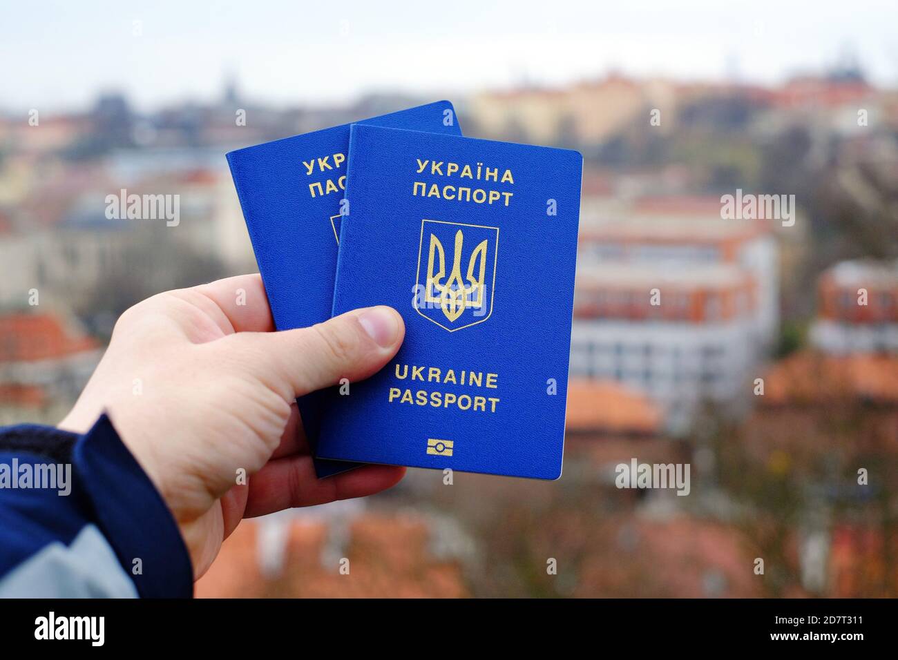 New ukrainian blue biometric passport with identification chip on ...