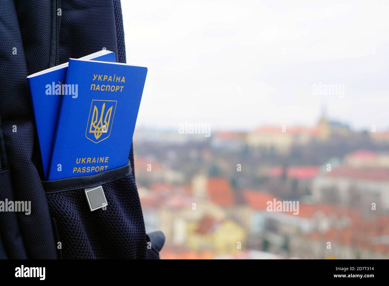 New ukrainian blue biometric passport with identification chip on ...