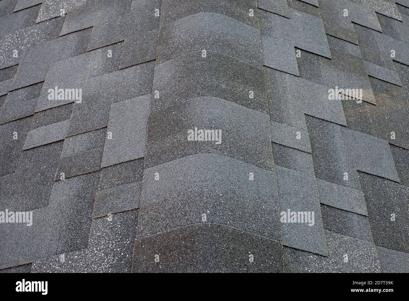 Close up top view on corner roof made is asphalt roofing shingles Stock ...