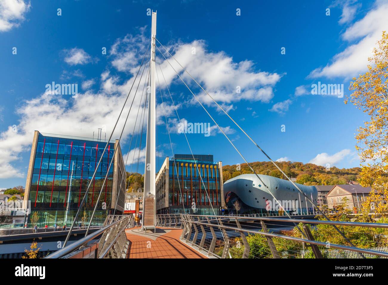 Footbridge and the New Taff Development, Pontypridd, Wales, UK Stock ...