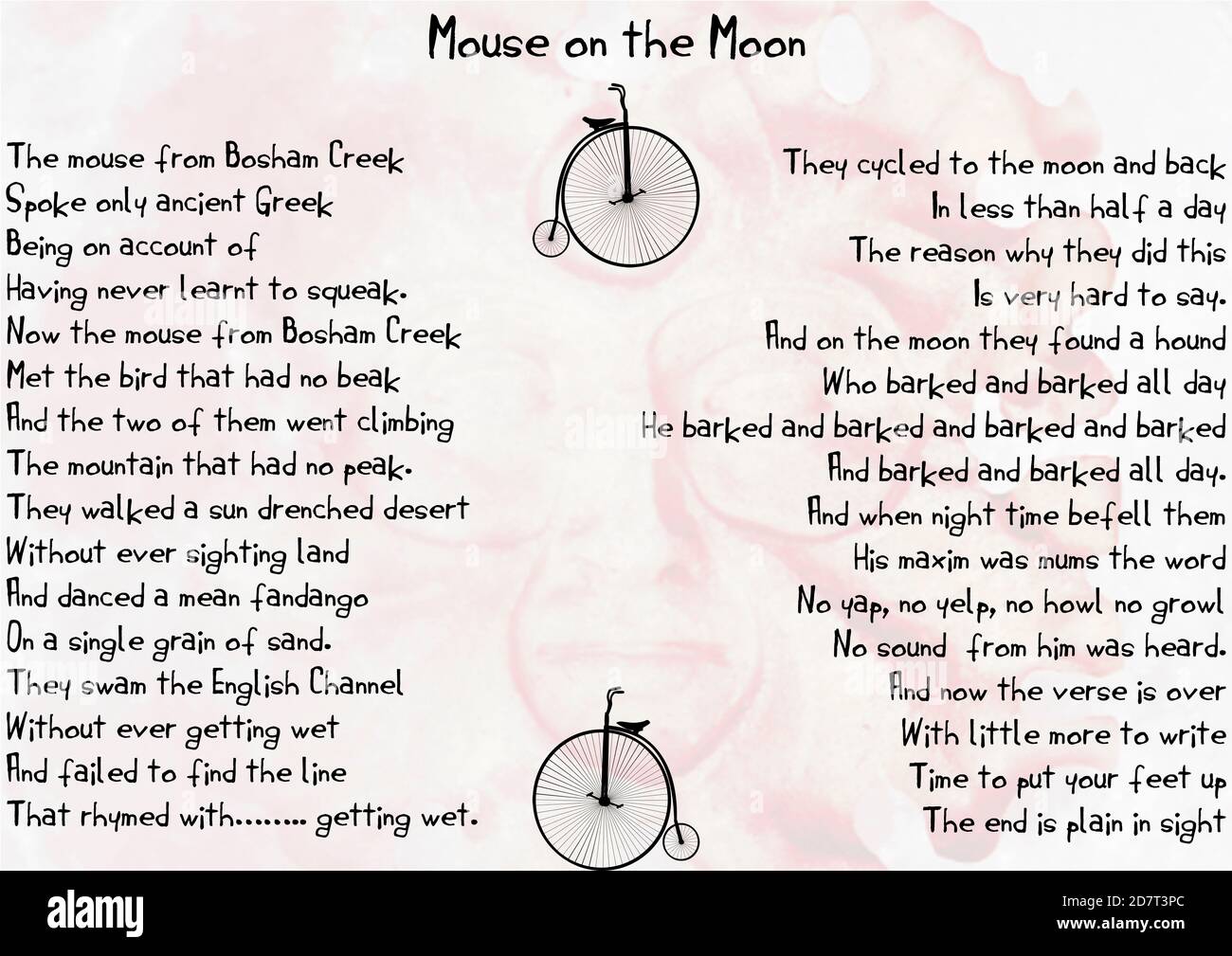 Nonsense Verse In The Vein Of Lewis Carroll And Edward Lear Stock Photo nonsense-verse-in-the-vein-of-lewis-carroll-and-edward-lear-stock-photo