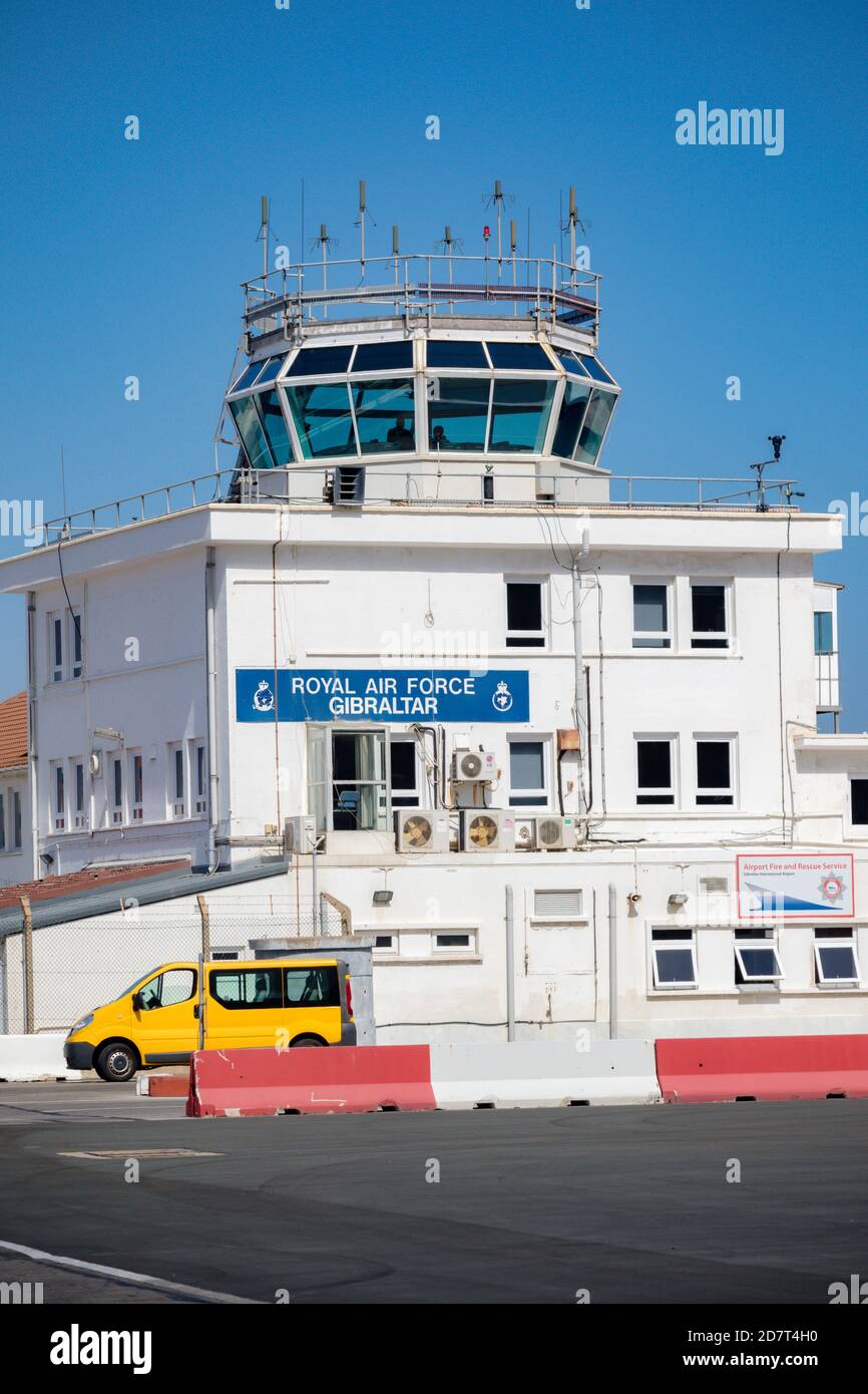 Gibraltar, United Kingdom, 3rd October 2018:- The control tower of RAF ...