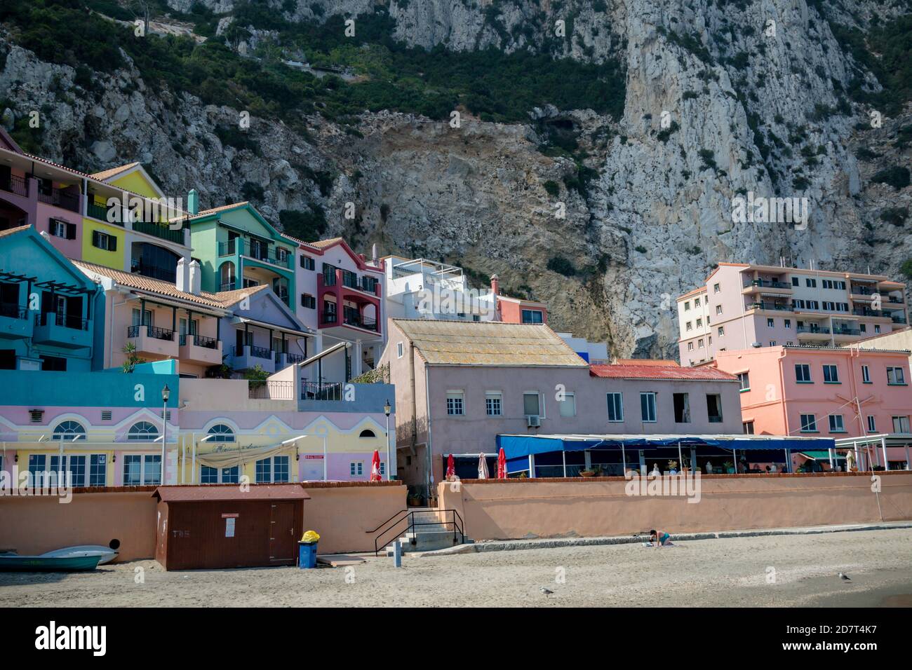 Gibraltar, United Kingdom, 2nd October 2018:- Colourful buildings along ...