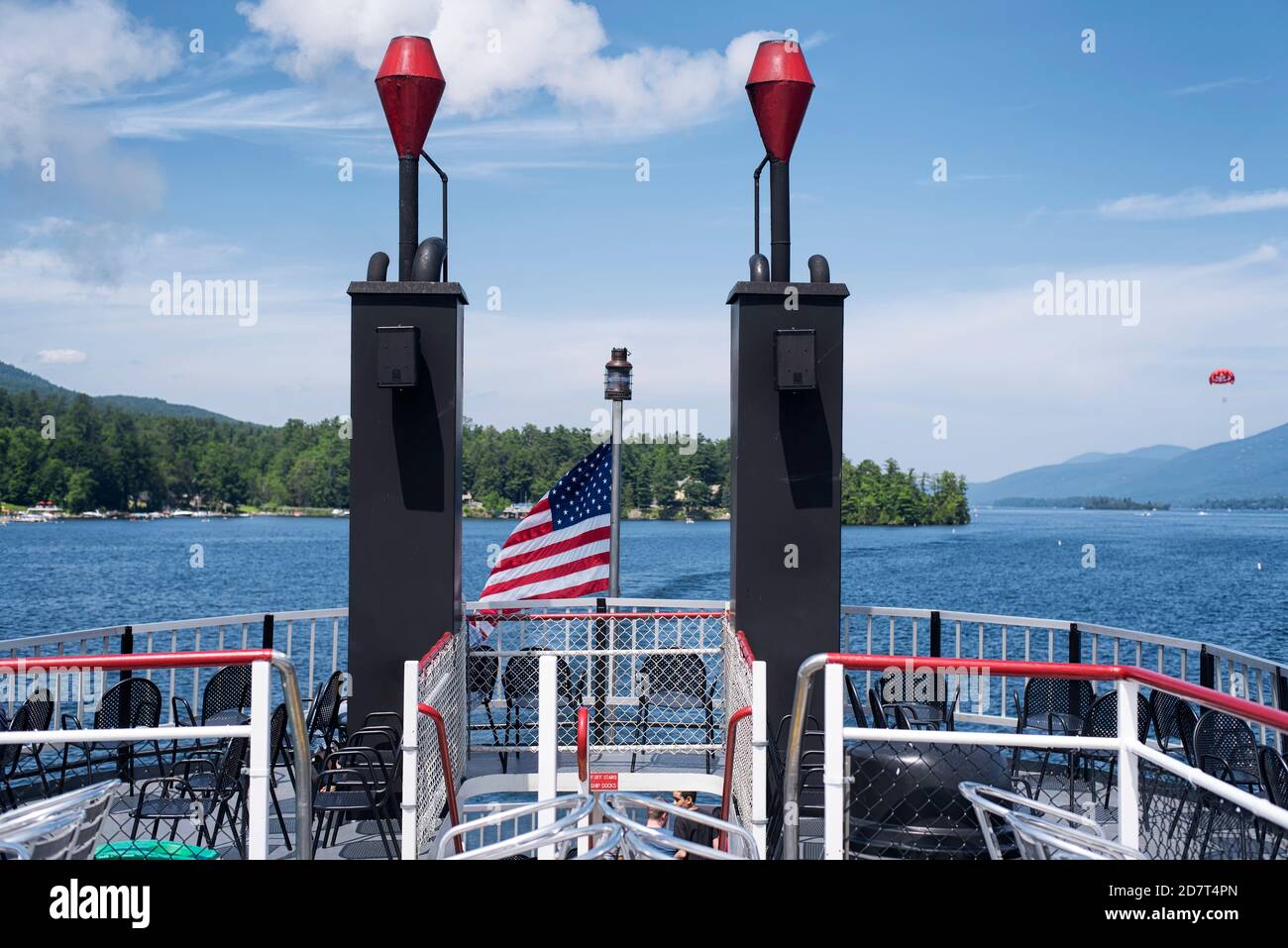 Lake George, New York. July 10, 2019. The upper deck of a historic ...