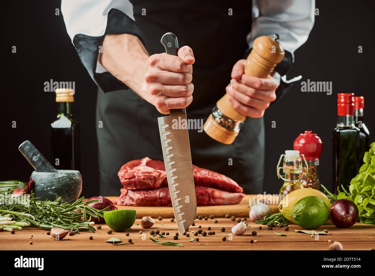 Knife stuck in table hi-res stock photography and images - Alamy