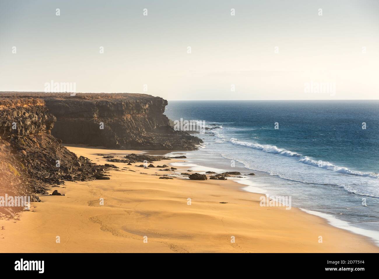 Coast in Fuerteventura at El Cotillo in the Canary Islands, Spain Stock ...