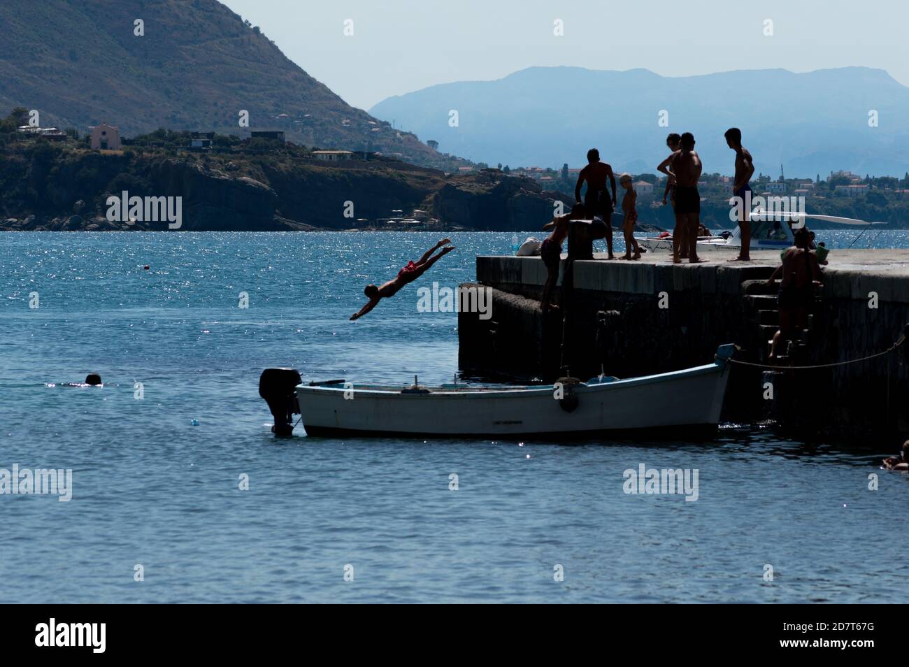 Cefalù, Sicily, Italy, july 2020. Daily summer scene at the beach ...