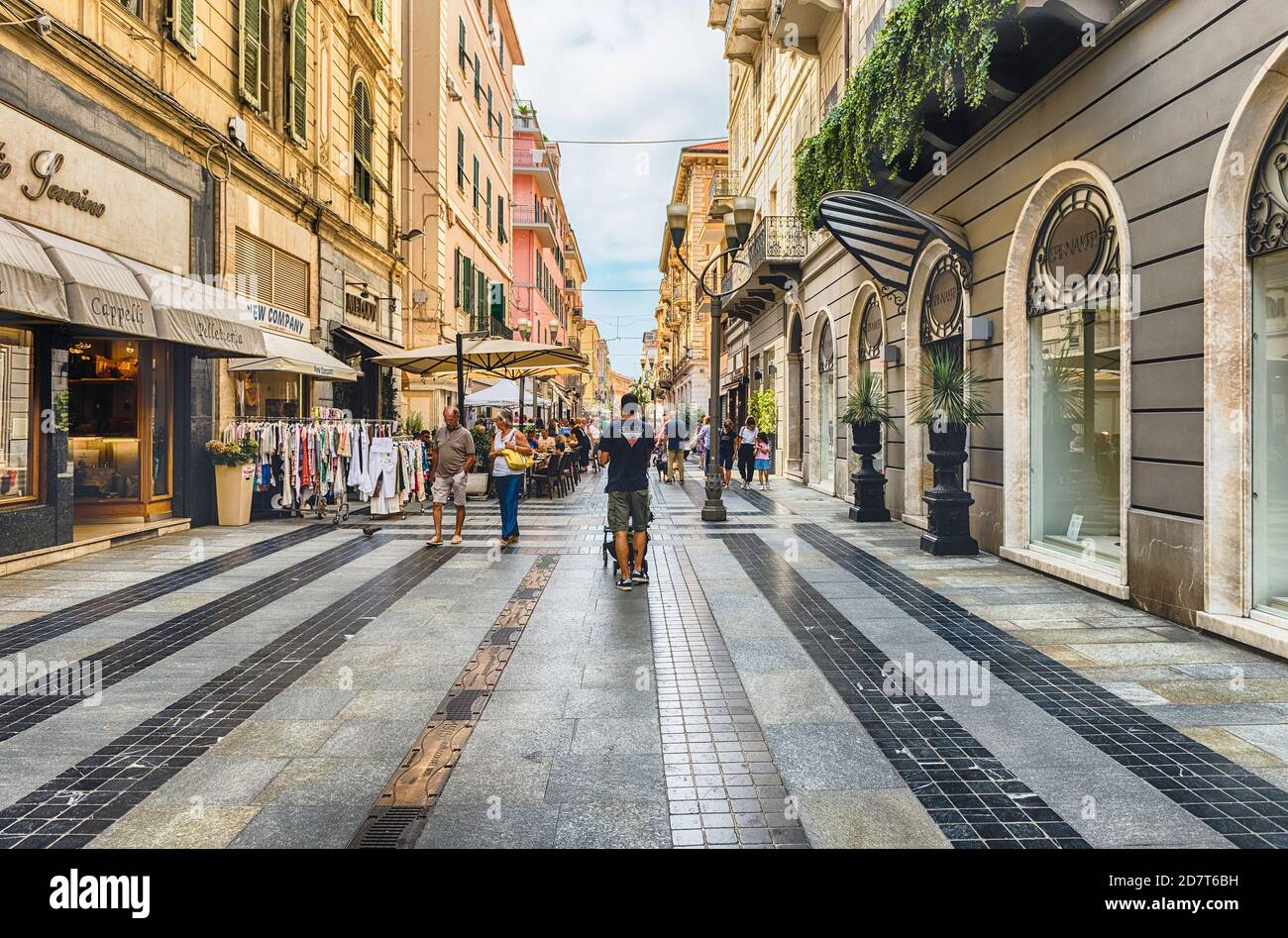 SANREMO, ITALY - AUGUST 18: Walking in the centre of Sanremo, Italy, on ...