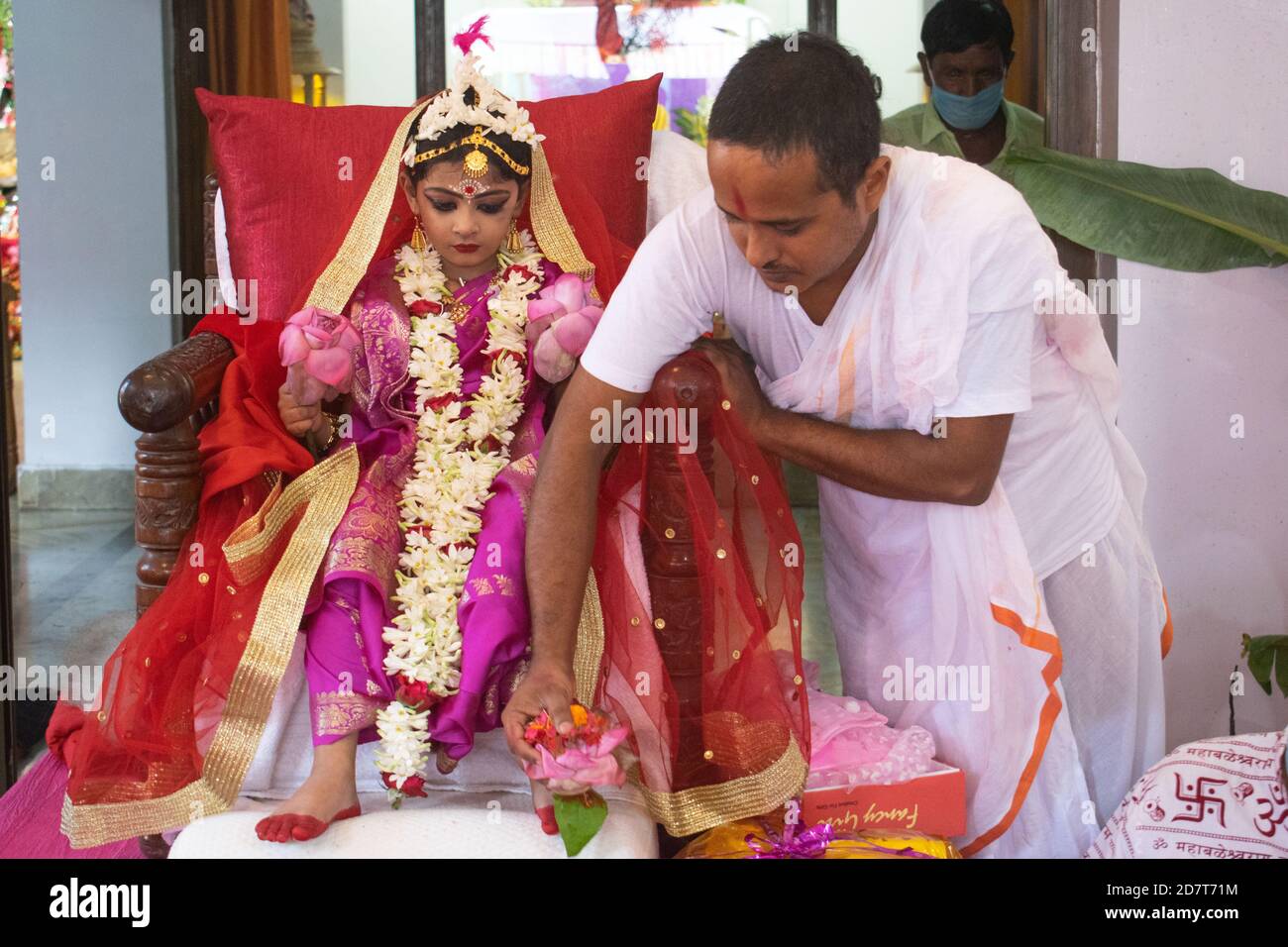 Kalyani, India. 24th Oct, 2020. Kumari Puja or daughter worship is done ...