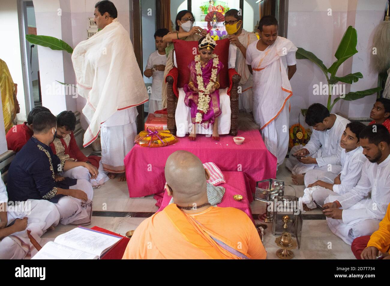 Kalyani, India. 24th Oct, 2020. Kumari Puja or daughter worship is done ...