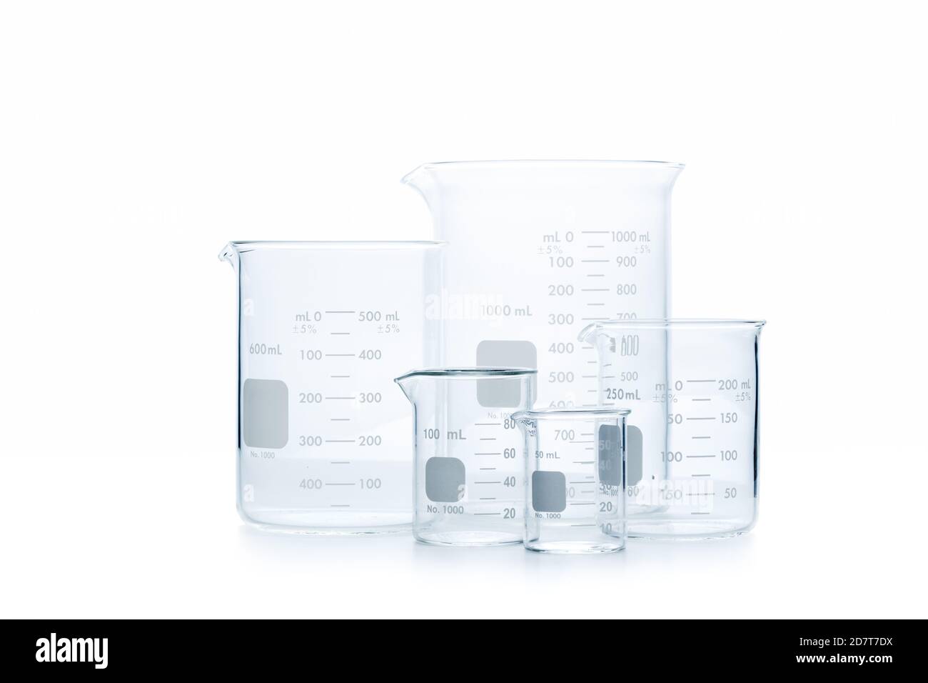 Mix size of measuring beakers for science experiment in laboratory ...