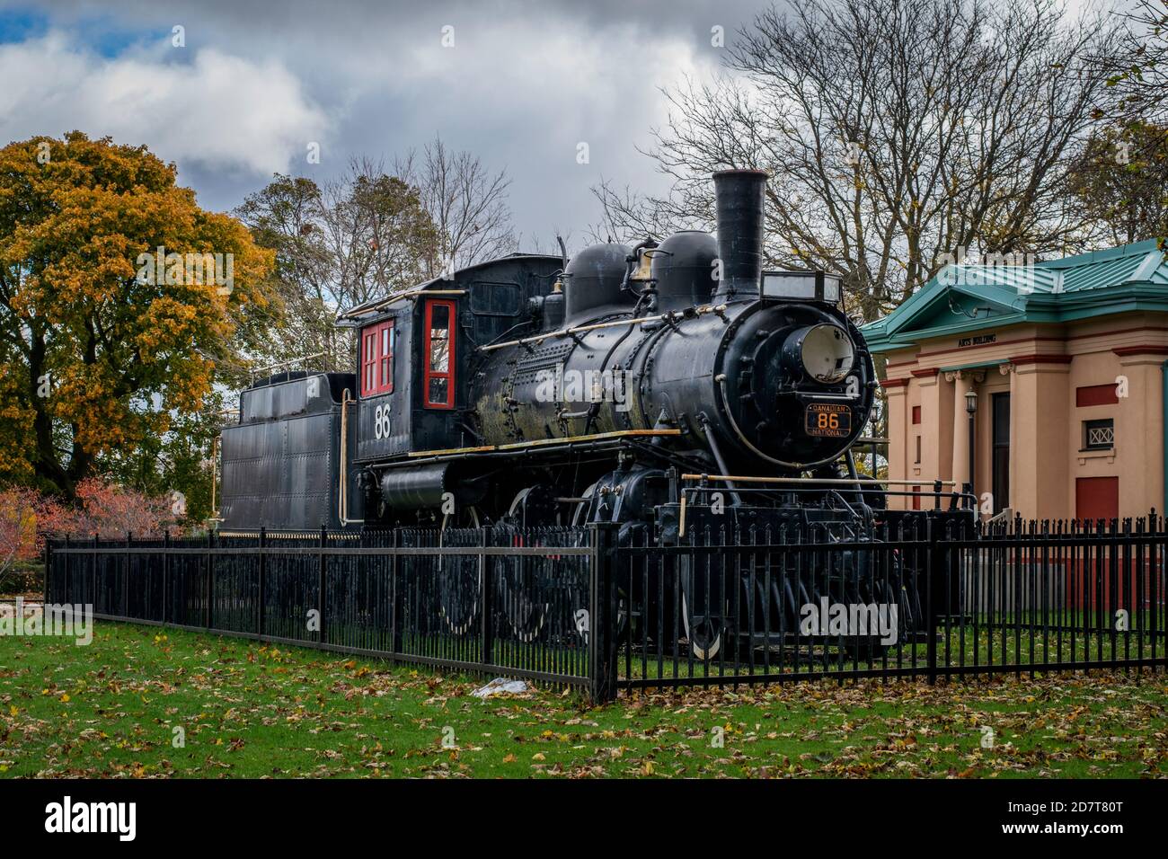 A train monument located outside of the Western Fair Market Stock Photo ...