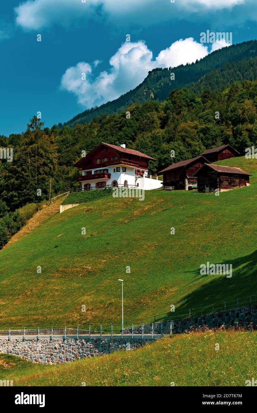 Triesenberg, Liechtenstein, 20th August 2018:- A view of Triesenberg in ...