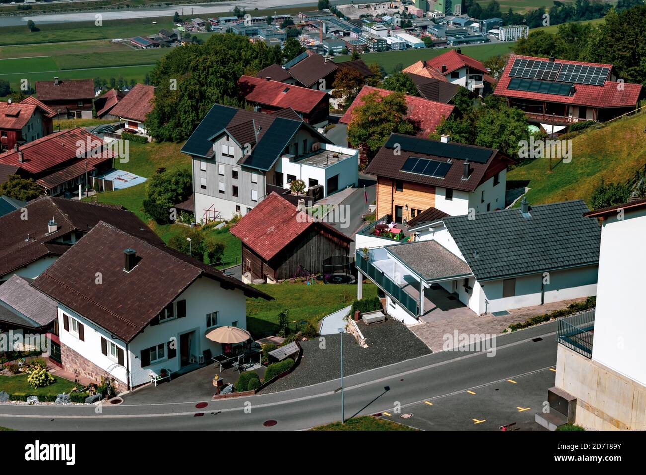 Triesenberg, Liechtenstein, 20th August 2018:- A view of Triesenberg in ...