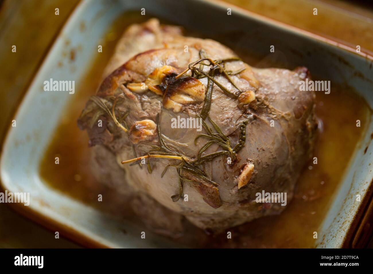 A leg joint of venison from a fallow deer that has been home roasted ...