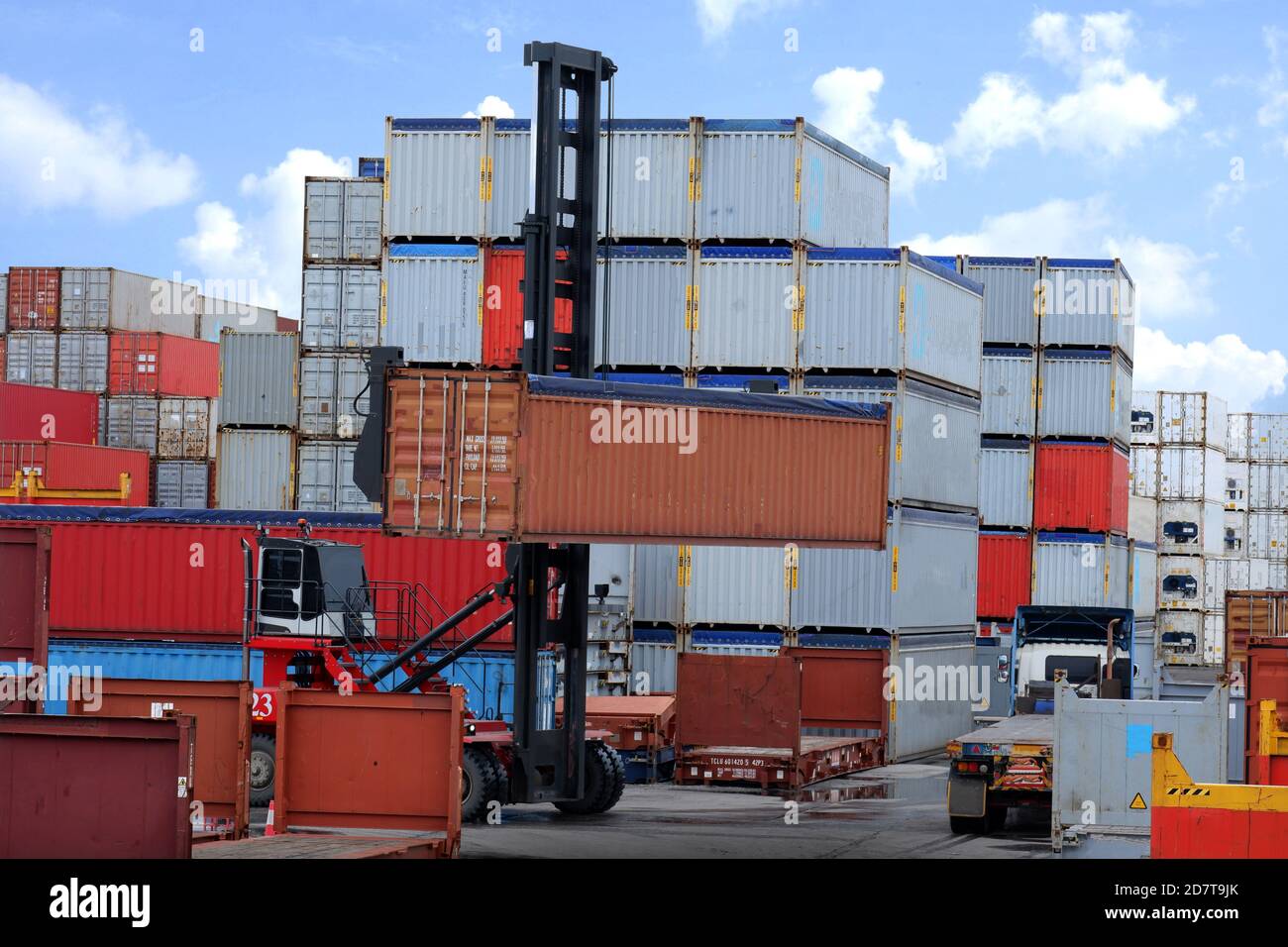 Mobile container handlers were operated at the cargo terminal in the ...