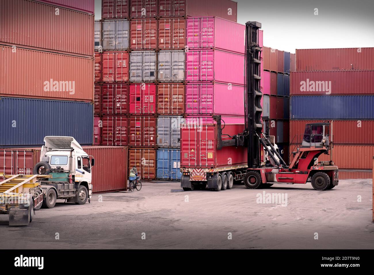 Mobile container handlers were operated at the cargo terminal in the ...