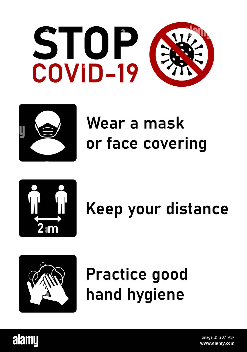 Stop Covid-19 Coronavirus Rules Set including Wear a Mask or Face ...