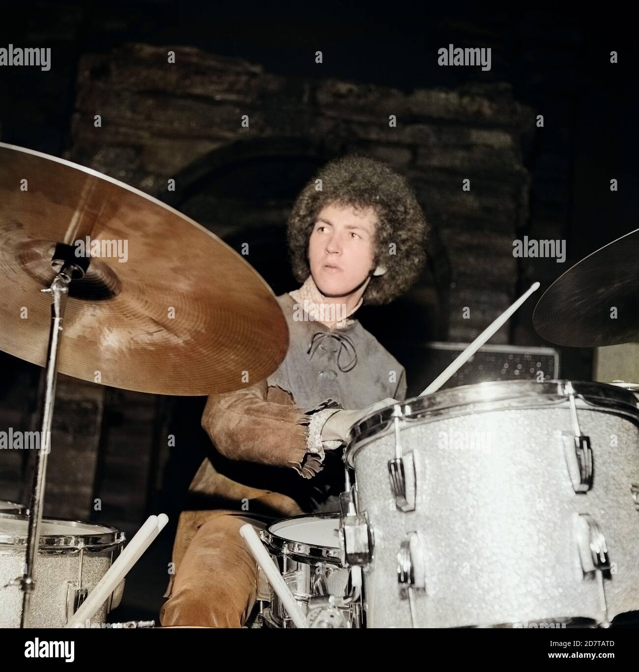 Mitch Mitchell, Drummer der Gruppe Jimi Hendrix Experience, bei einem ...