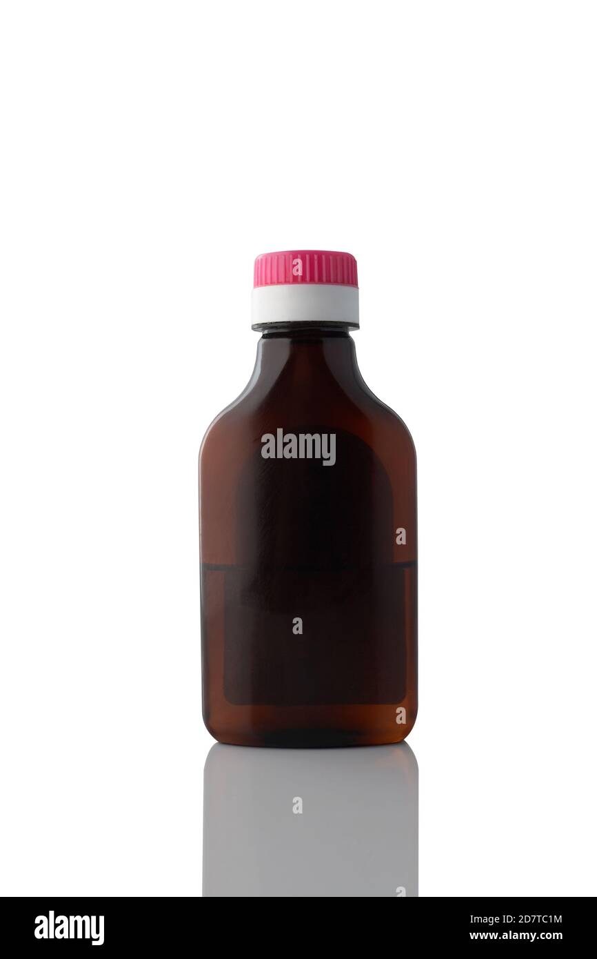 Brown color translucent bottle isolated on white background Stock Photo ...