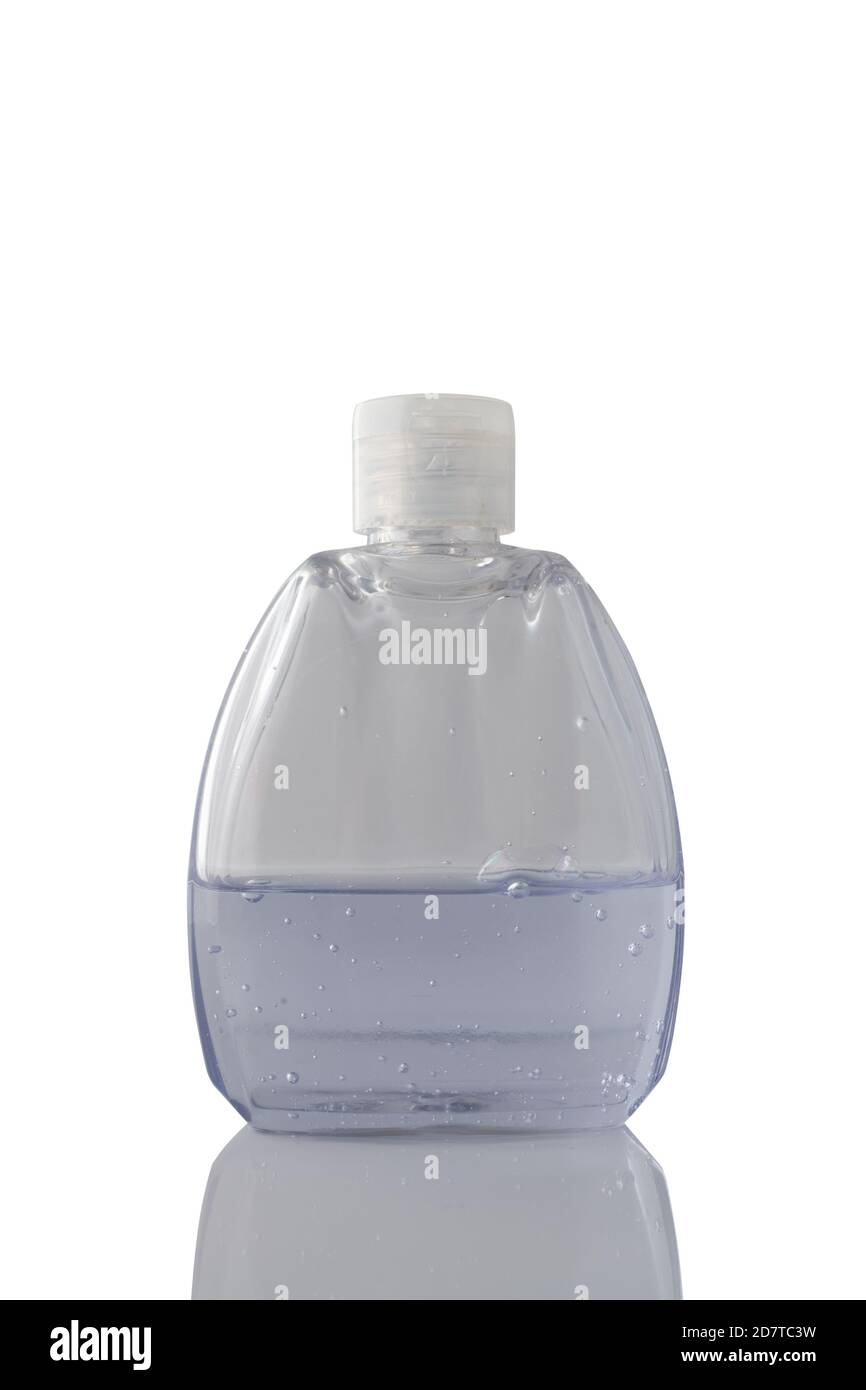 Liquid soap or antiseptic in a bottle isolated on white background ...