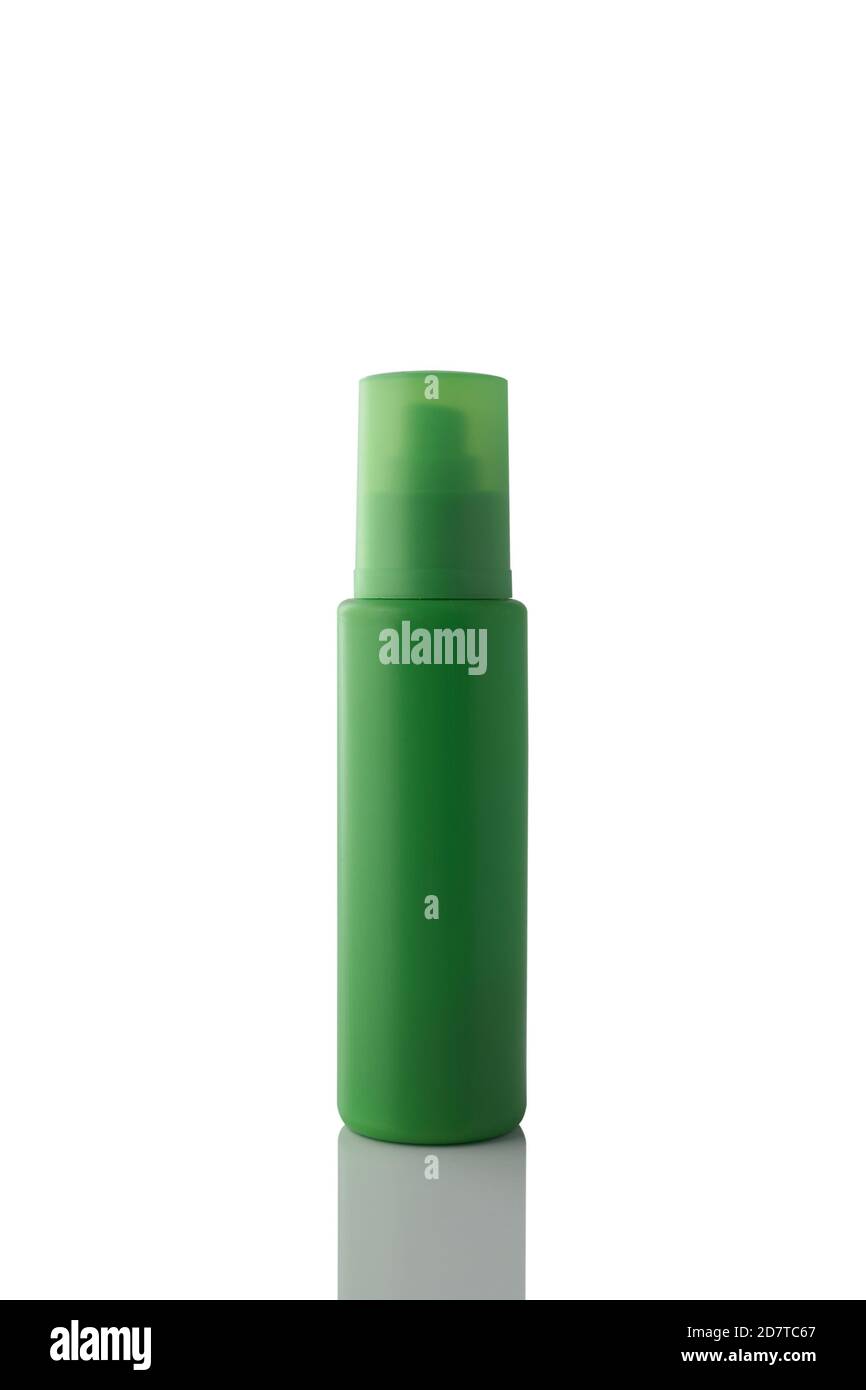 Green color spray bottle isolated on white background Stock Photo - Alamy