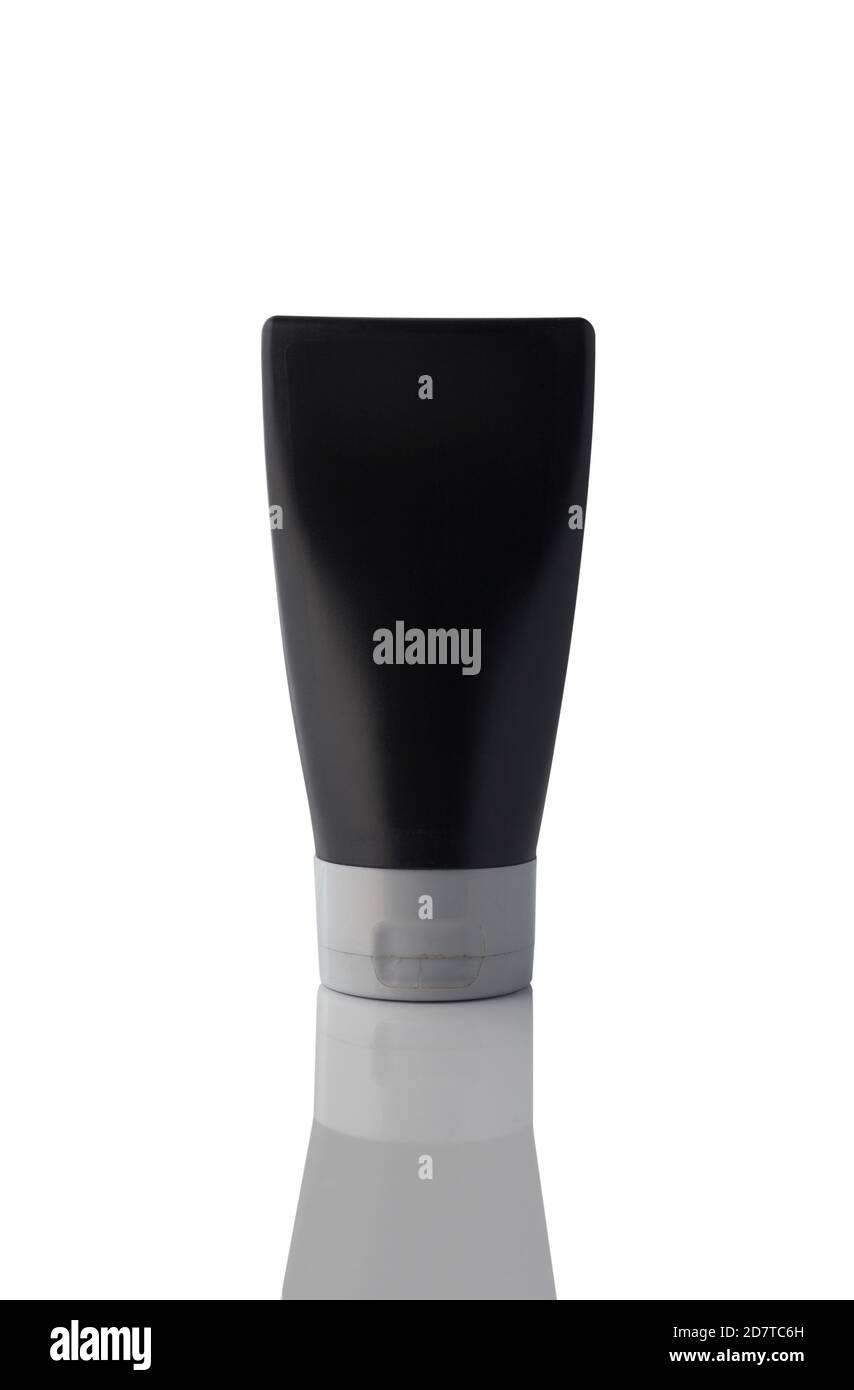 Inverted black plastic bottle isolated on white background Stock Photo ...