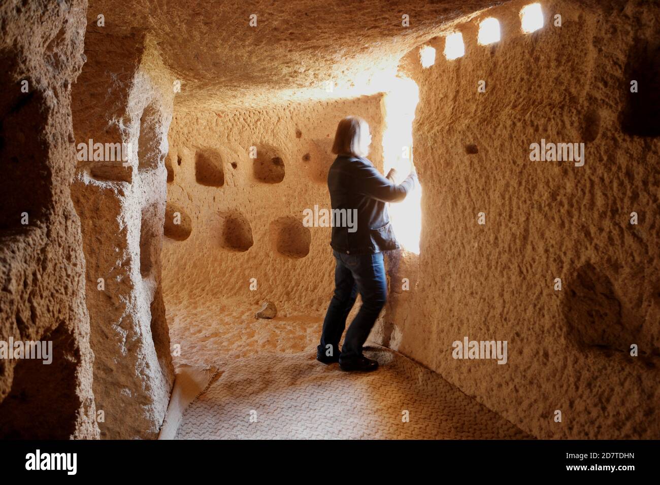 Ancient interior inside a cave house in Goreme, Cappadocia, Turkey ...