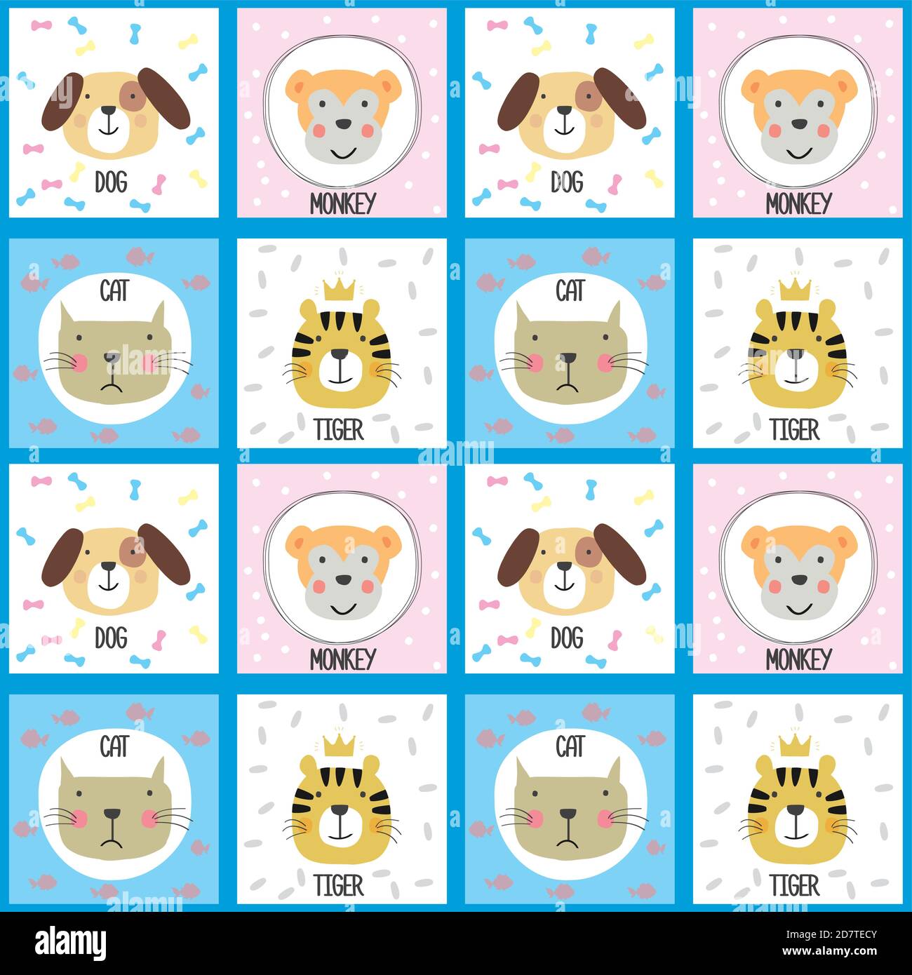 Outline vector animals seamless Stock Vector Images - Alamy