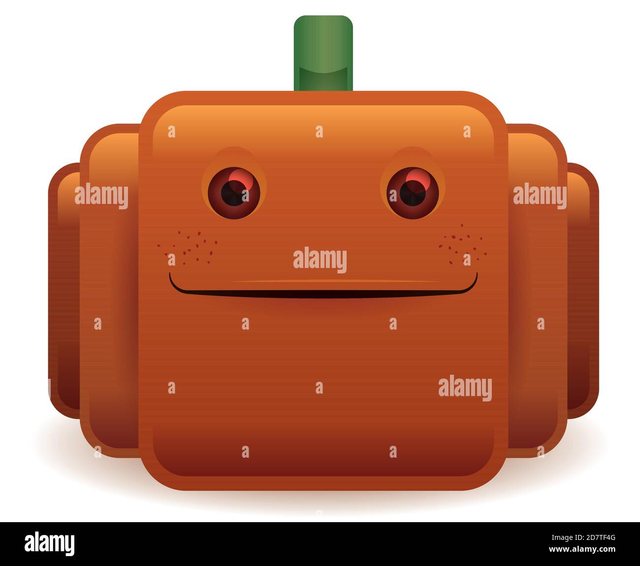 Tender pumpkin with grin gesture, stem and shiny rind, isolated over ...