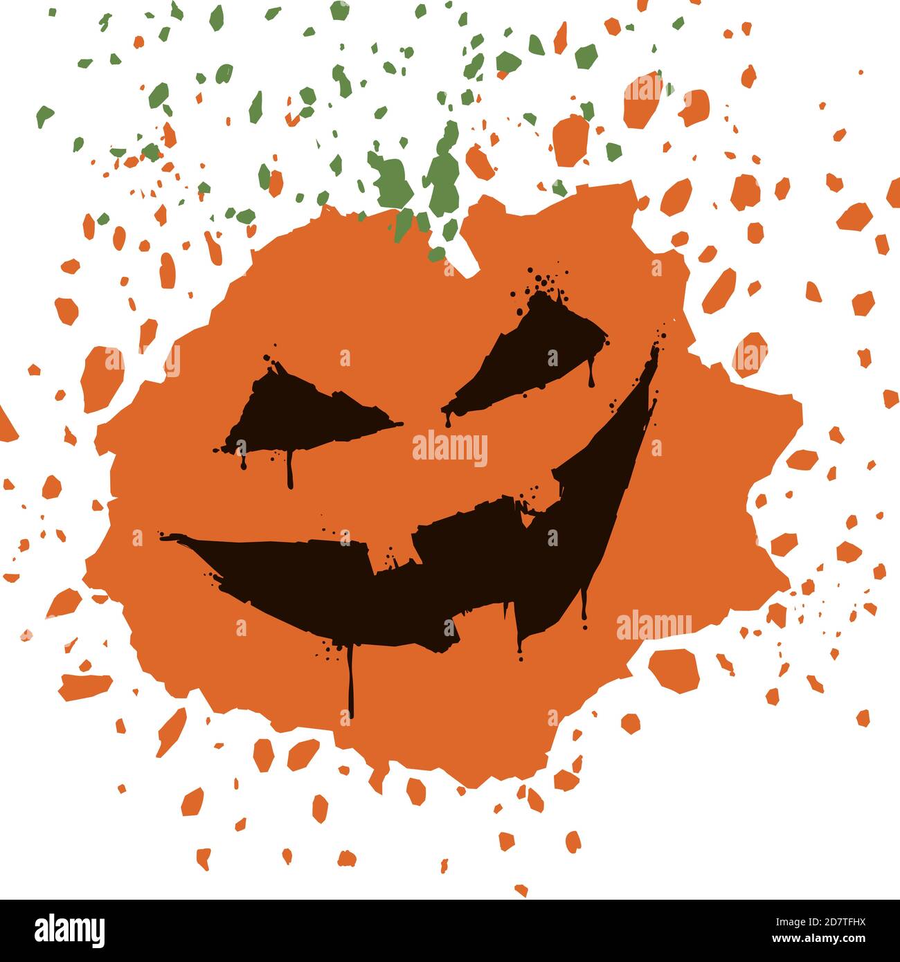 Orange and green splatter like pumpkin and spooky smiling graffiti like ...