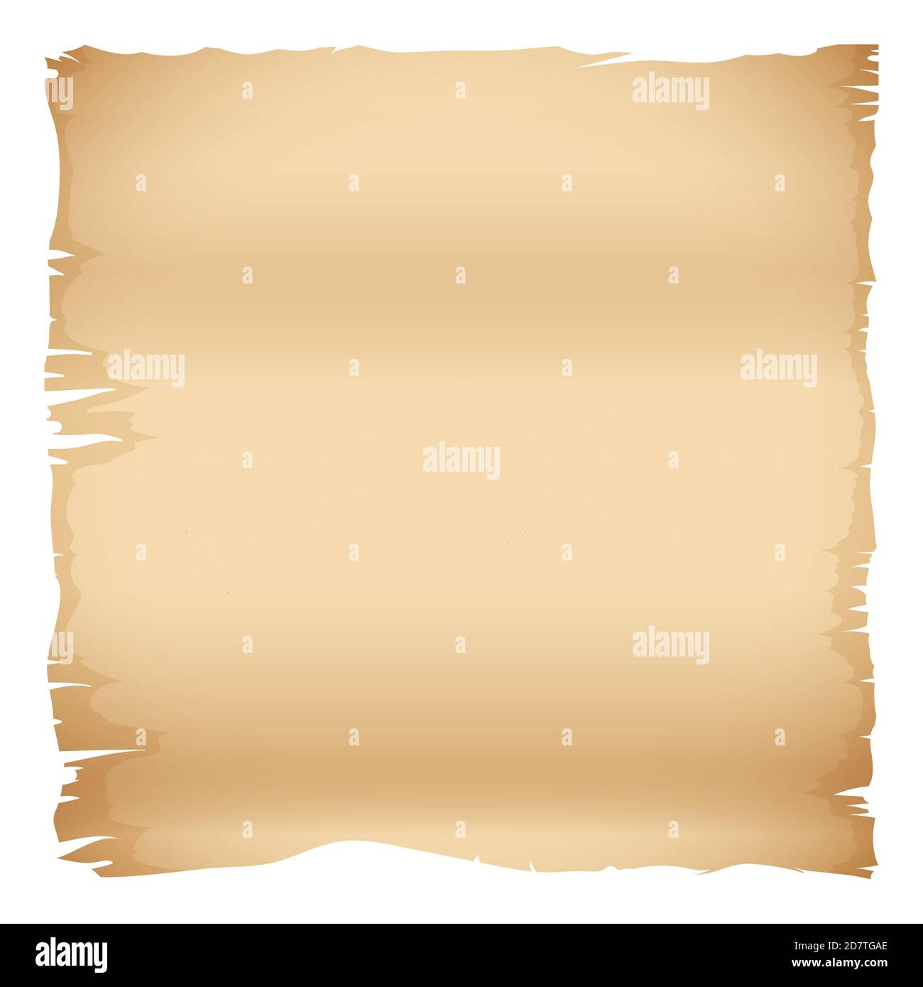 Template with empty ancient papyrus with ragged borders, isolated over ...