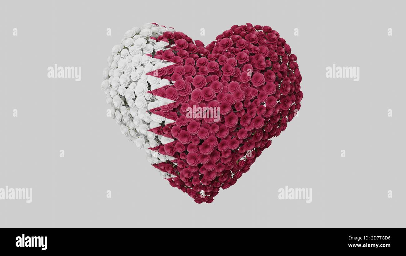 Qatar National Day. December 18. Heart shape made out of flowers on ...