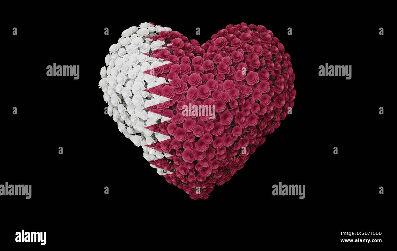 Qatar National Day. December 18. Heart shape made out of flowers on ...