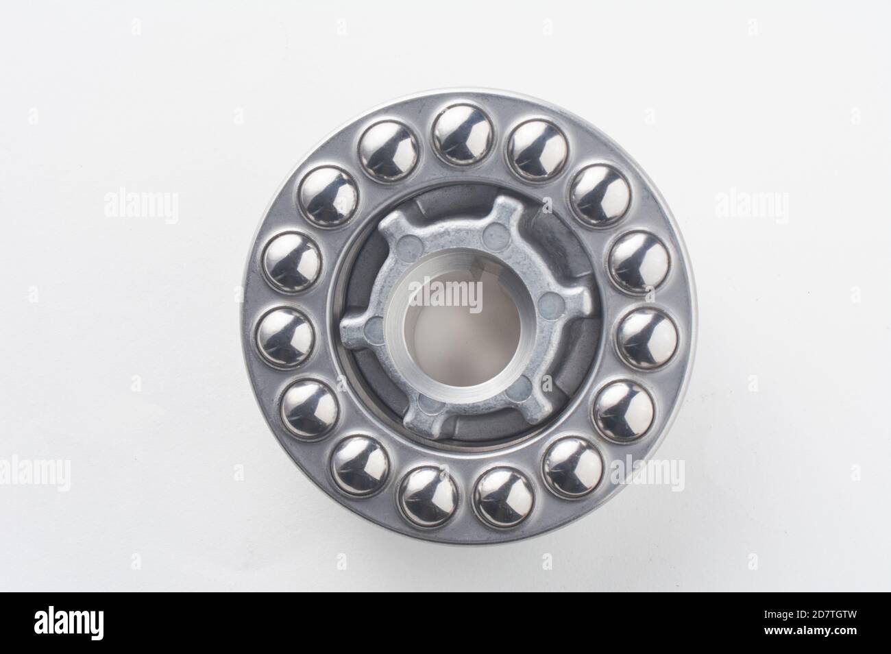 Metal Thrust Ball bearing isolated on white background. Spare part for ...