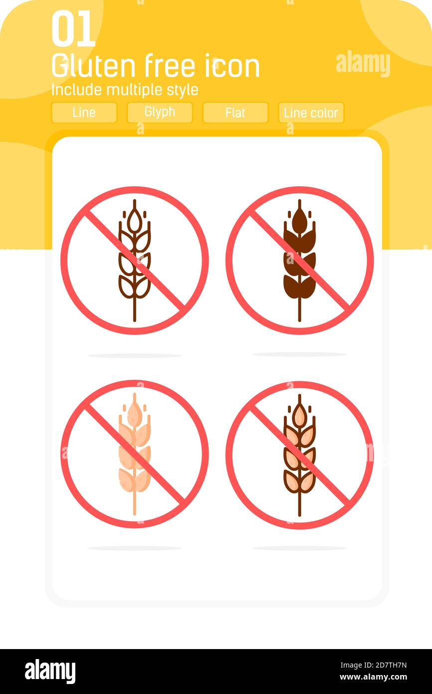 Gluten free icon with multiple style isolated on white background ... Gluten free icon with multiple style isolated on white background ...