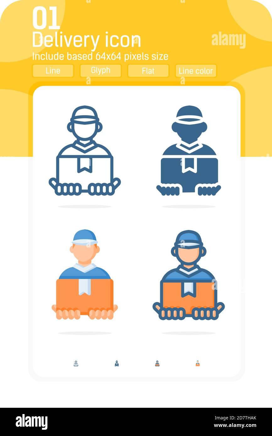 Delivery icon with multiple style isolated on white background. COD ...