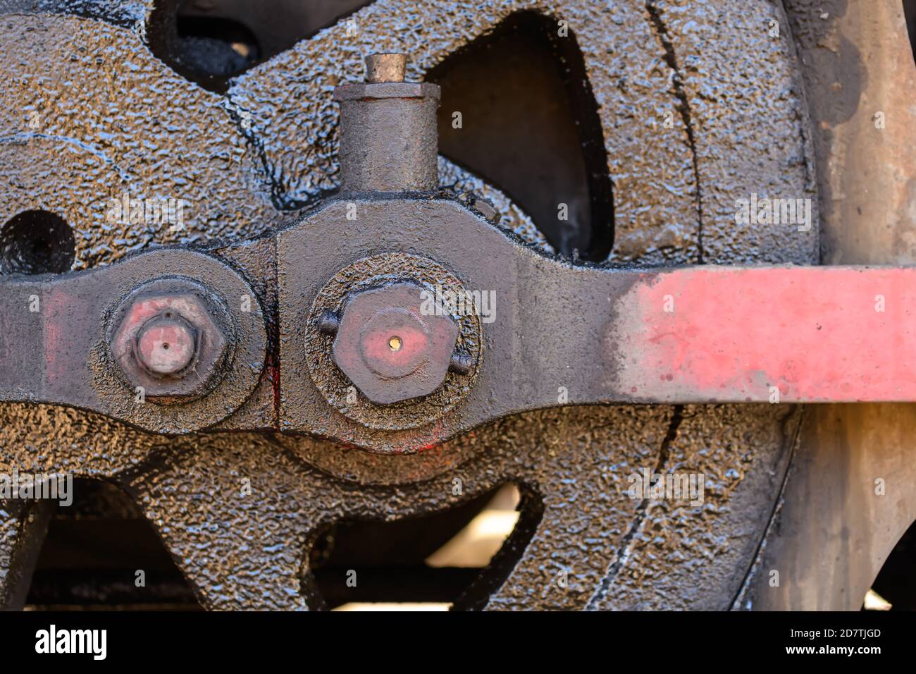 Steam engine wheel close up detail Stock Photo - Alamy