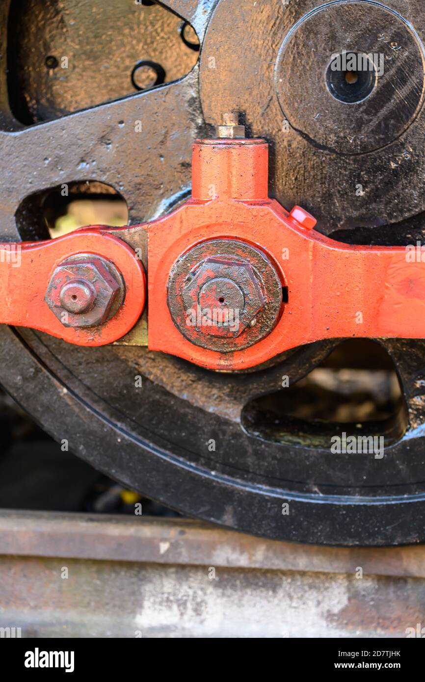 Steam engine wheel close up detail Stock Photo - Alamy
