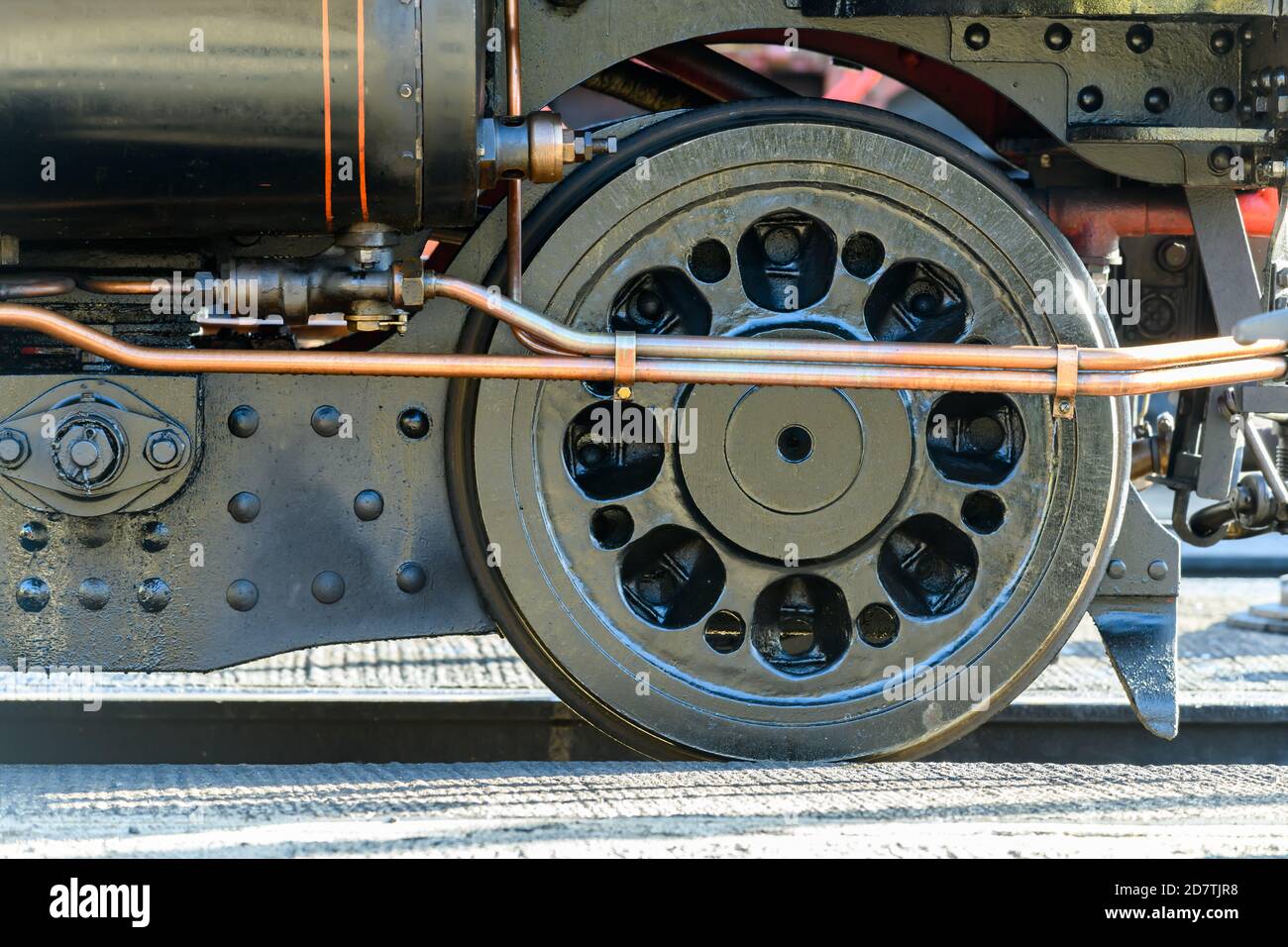 Steam engine wheel close up detail Stock Photo - Alamy