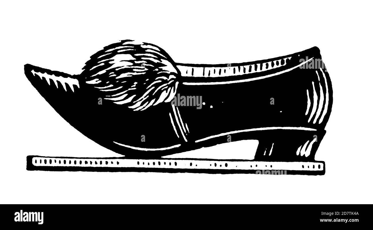 Classic engraving of a shoe (isolated on white). Published in Specimens ...