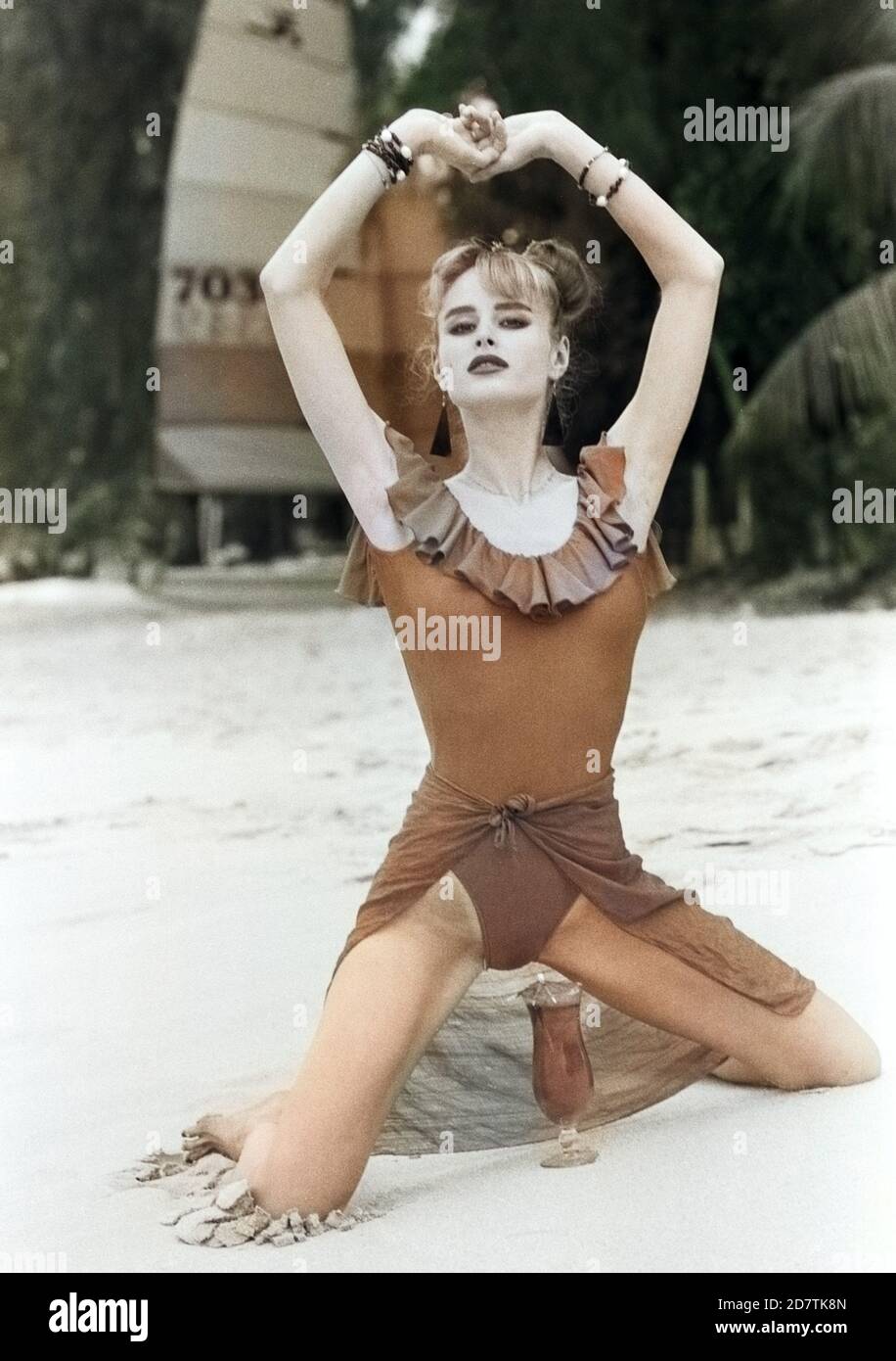 Zanna Sitzmann, österreichisches Model, bei einem Fotoshooting, Deutschland um 1985. Austrian ...