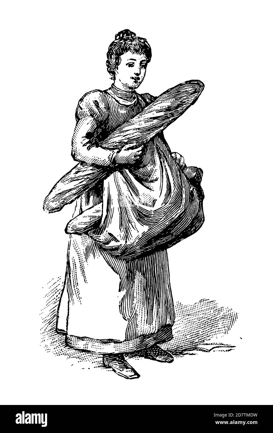 Woman carrying loafs of bread, 19th century Stock Photo - Alamy