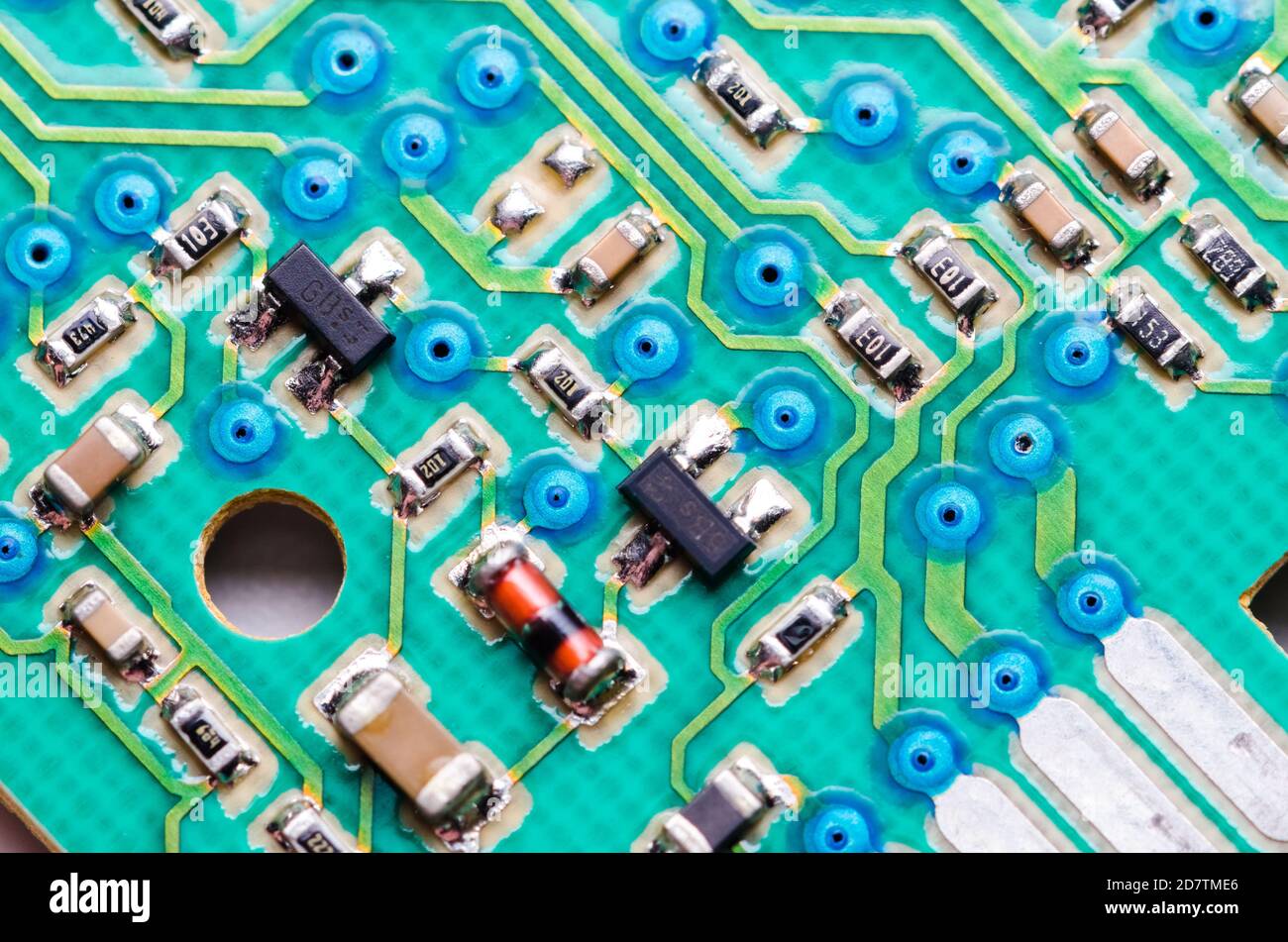 Circuit board, close up macro of modern computer PC hardware, with ...