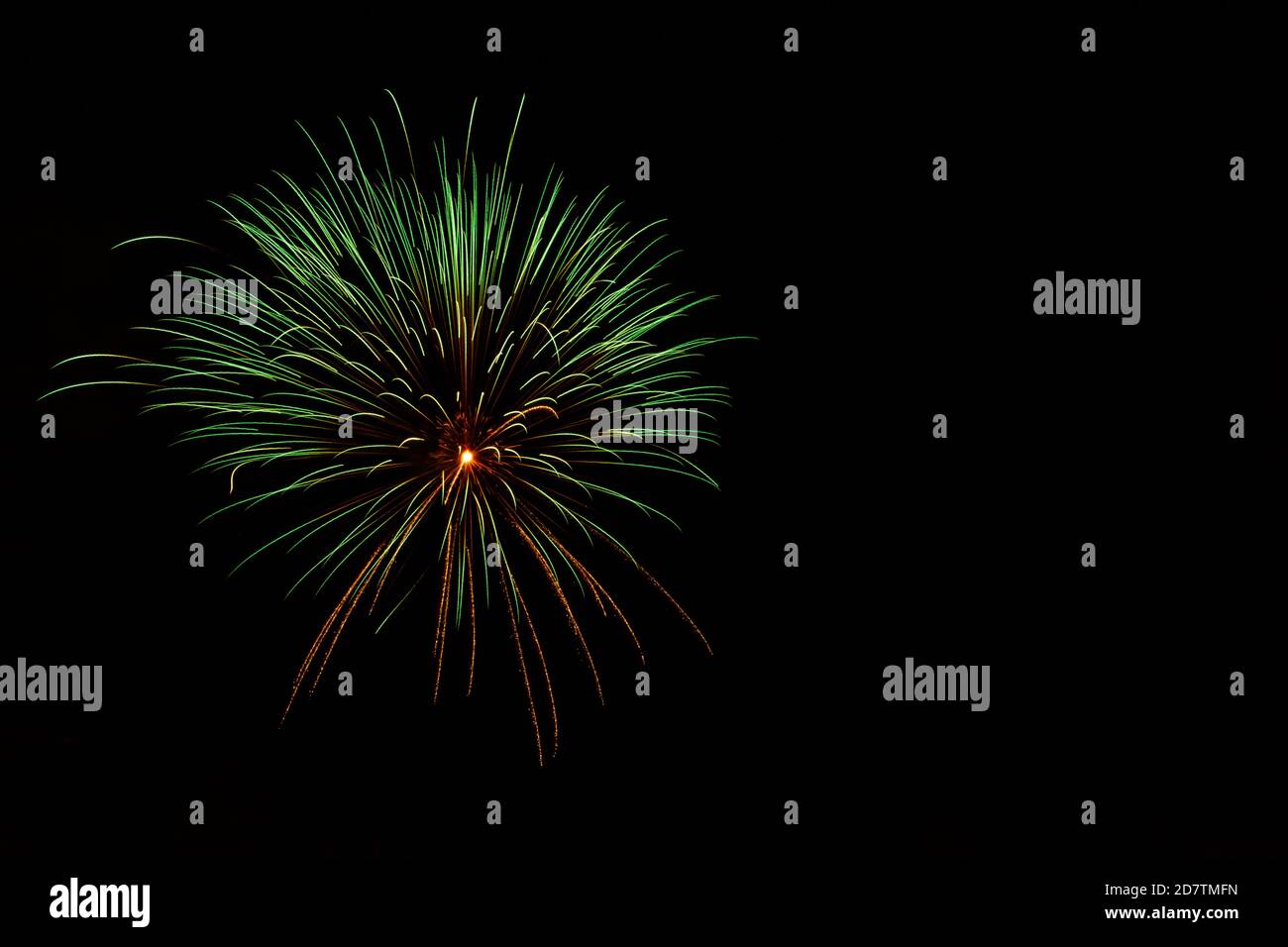 Night sky with fireworks display green upper left corner Stock Photo ...
