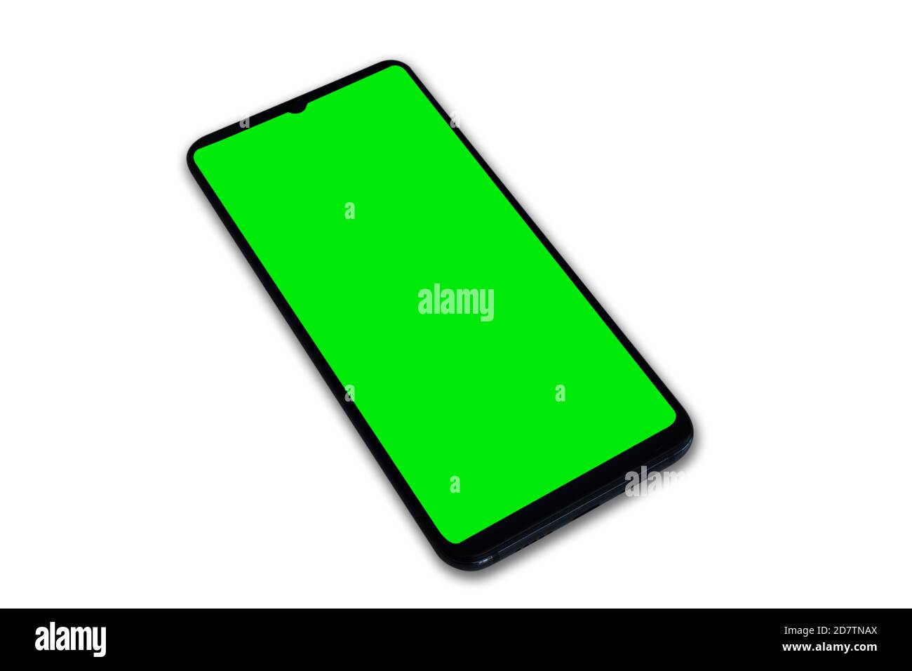 Mobile on white background with green screen Stock Photo - Alamy