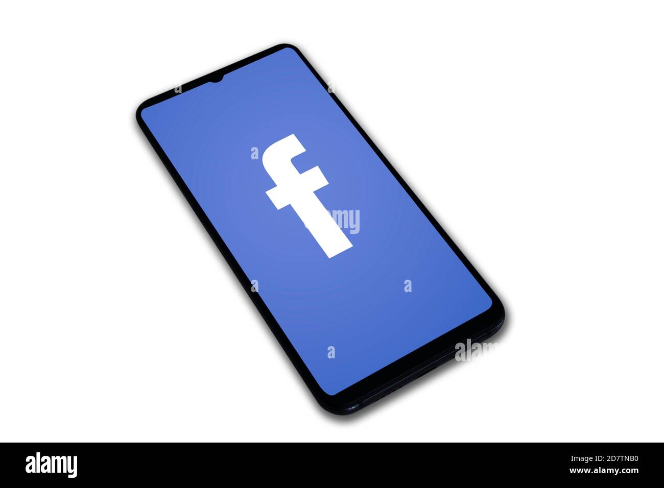 Mobile on white background with facebook logo Stock Photo - Alamy